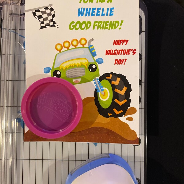You're a Wheelie Good Friend! Monster Truck Play Doh Favor Card ...