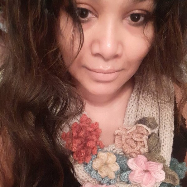 White -red Flowers and Leafy Neck Garland Shawl Necklace - Boho Style ...