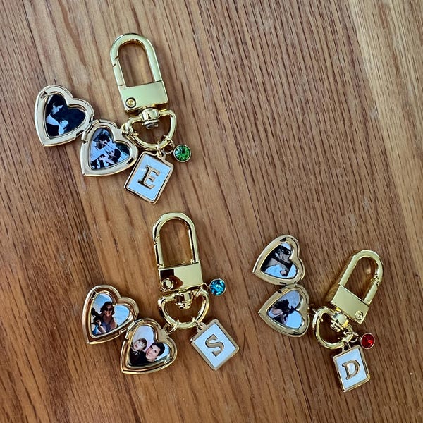 Locket Keychain, Bag Charm, Heart Charm Bag Charm, Personalized ...