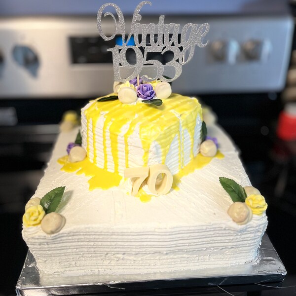 Vintage 1953 Cake Topper, Birthday Cake Topper, Birth Year Cake Topper ...