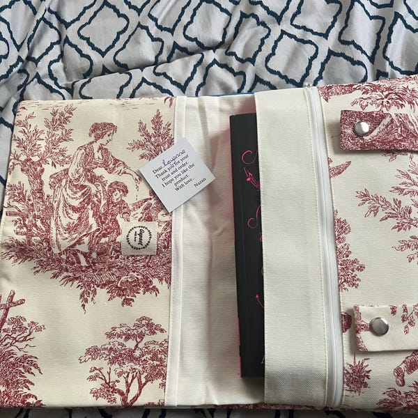 Toile De Jouy Fabric,book Sleeve, Book Bag, Book Protector, Bookish ...