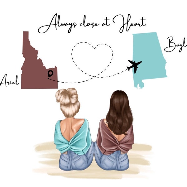 Always Close at Heart, Custom Best Friend Print, Long Distance ...