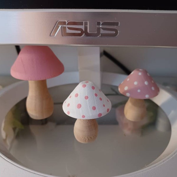 Set of 3 Mini Mushroom Toadstools Girls Bedroom Decor Fairy Decor Pink ...