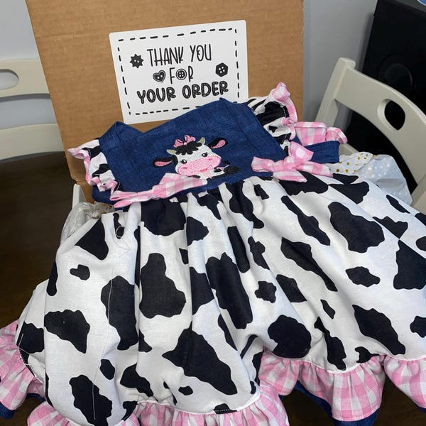 Cow Toddler Dress,farm Dress,girls Cow Dress,baby Cow Dress,toddler Cow ...