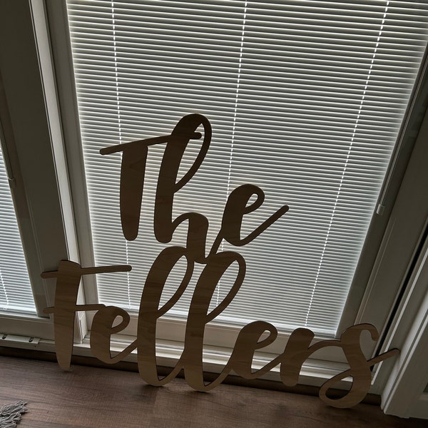 Last Name Sign | Custom Cursive Wooden Last Name Home and Wedding Decor ...