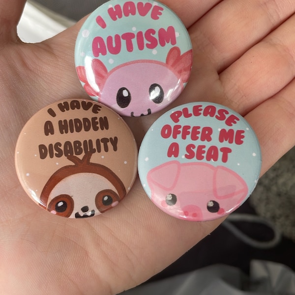 Hidden Disabilities Pin – 32mm Awareness Badge – Invisible Illness ...