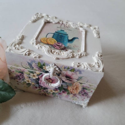 Vintage Tea Box, Tissue Box and Tray Tea Box With 9 Compartments Wooden ...