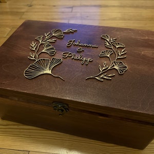 Box With Floral Frame and Name, Wooden Keepsake With Name, Personalised ...