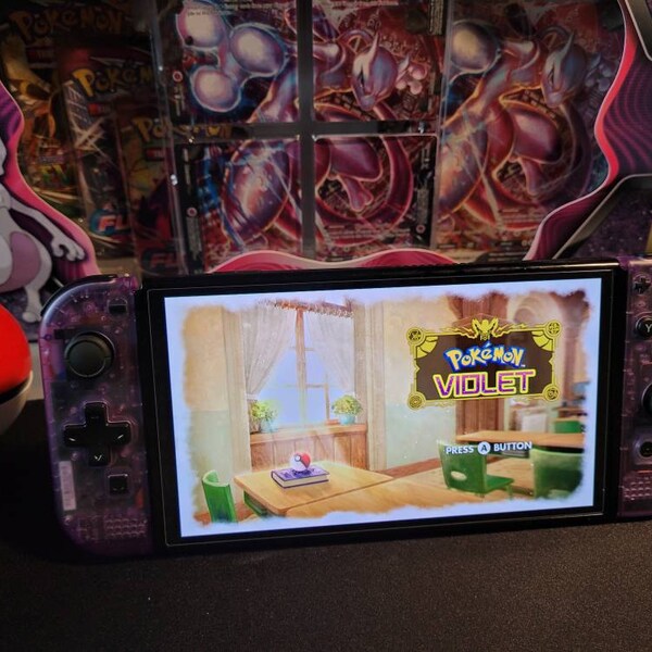 New Custom Nintendo Switch Clear Atomic Purple D-pad Joy-con Controller ...
