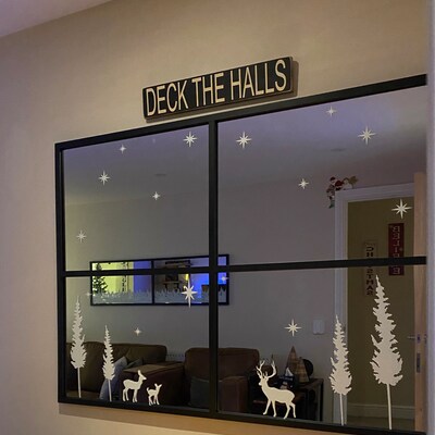 Stag Deer Forest Christmas Scene Window Stickers Dizzy Duck Designs ...