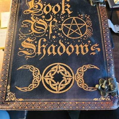 Spell Book of Shadows Vintage Leather Journal Third Eye Stone - Etsy