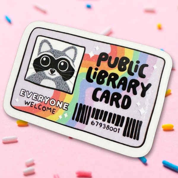 Library Card PNG Cute Raccoon Support Local Library Trendy PNG Reading ...