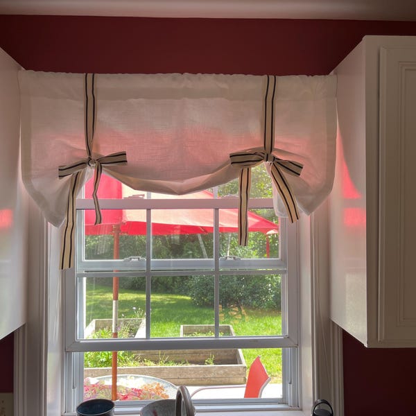 Pleated Lynn Block Print Cafe Curtain , Tier Curtains, Kitchen Curtains ...