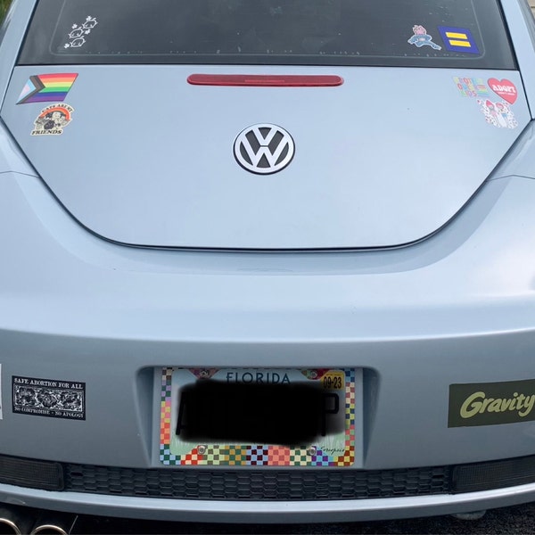 Multicolored Checkered License Plate Frame - Colorful Checkerboard ...