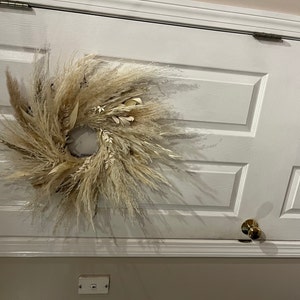 White Boho Pampas Wreath, Bohemian Wreath, Boho Wreath, Dried Grass ...