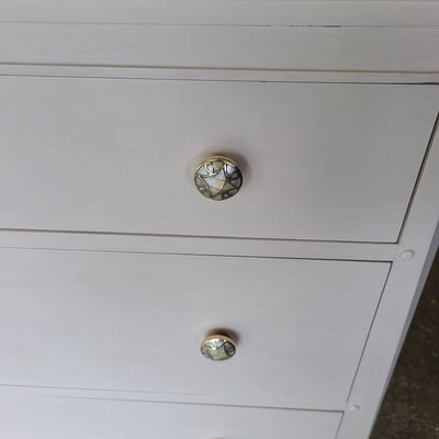 Pearl Knob Mother of Pearl Cabinet Knob Gold Details Abalone Drawer ...