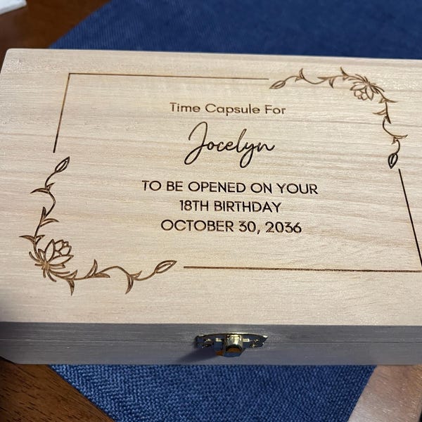 Personalized Time Capsule Keepsake Box, First Birthday Memory Container ...