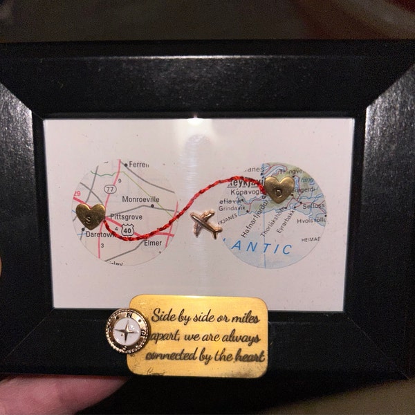 Long Distance Gift, Two Maps in One, Custom Map Gift, Maps in Frame ...