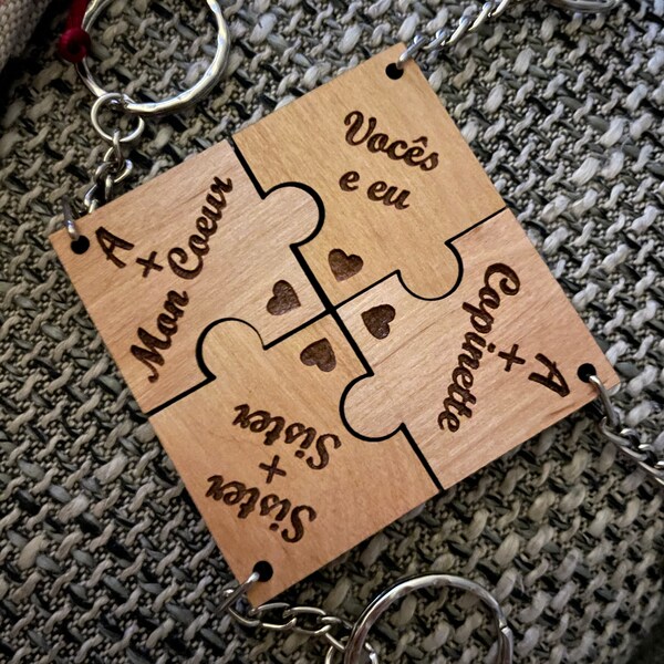 REAL WOOD Best Friend Key Chain Set-set of 3 Puzzle Piece Keychains ...