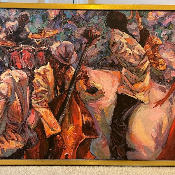 Abstract Jazz Music Wall Art, African American Art, Large Canvas Wall ...