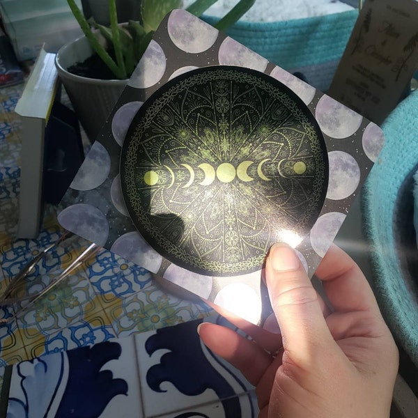 Celestial Inspired Moon Phase Holographic Sticker - Etsy