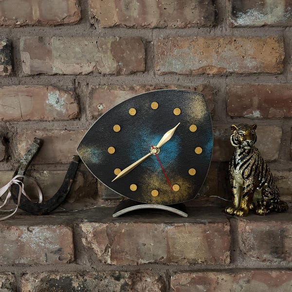 Blue Wood Desk Clock, Table Hand Painted Clock, Cute Gift Ideas ...
