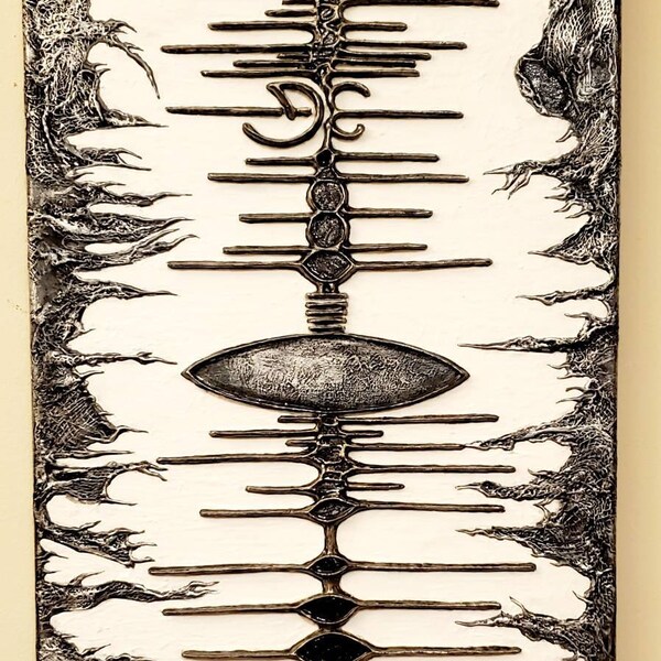 Biomechanic Cyborg Wall Sculpture, Cyberpunk Clay Wall Hanging, HR ...