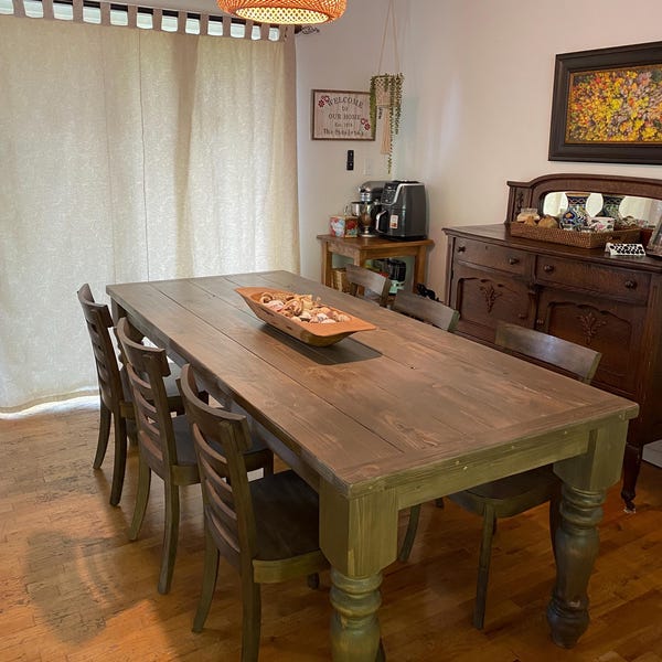 Large Farmhouse Table, Long Farmhouse Table, Big Dine Table, Kitchen ...