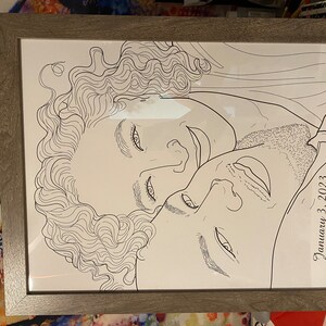 One Year Anniversary Custom Couple Portrait Single Line Art. Minimalist ...