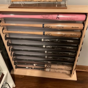 7bat Wood Baseball Bat Display Rack W/ Multiple Shelves Premium Pine ...