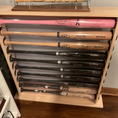 7bat Wood Baseball Bat Display Rack W/ Multiple Shelves Premium Pine ...