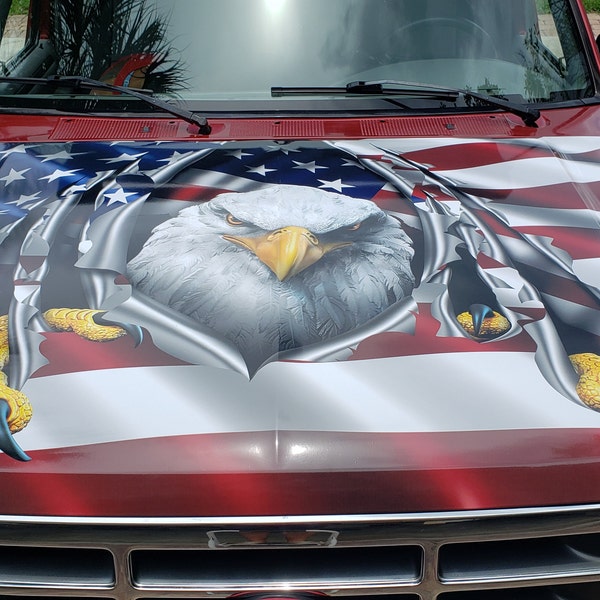 American Flag Eagle Rip Car Truck Hood Wrap Vinyl Graphic Decal - Etsy