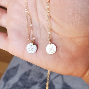I Love You ASL Necklace, Sign Language Pendant Necklace, Hand Gestures ...