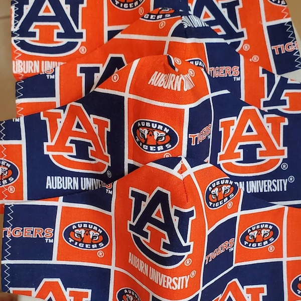 NCAA Auburn University Tigers Navy & Orange 100% Cotton College Logo ...