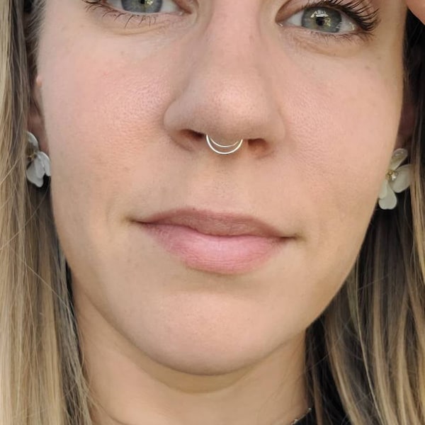 Moon Septum Ring, Septum Piercing, Fake Septum Ring, Double Nose Ring ...