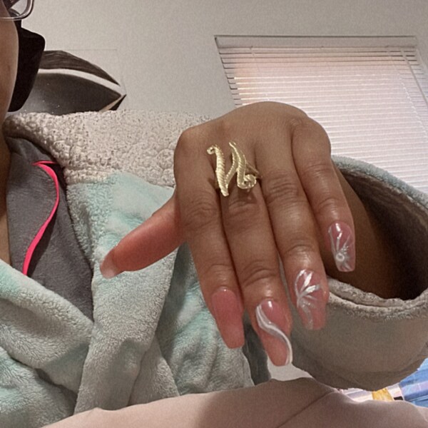 10k Solid Gold Cursive Initial Letter Monogram Ring (large 28.8mm ...