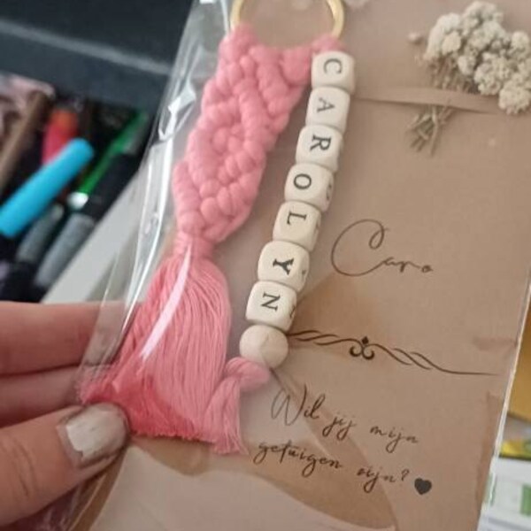 Personalized Macrame Name Keychain, Unique Bridal Party Gift, Backpack ...