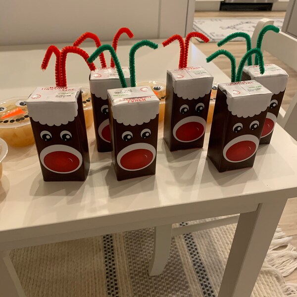 INSTANT DOWNLOAD Christmas Party Juice Box Labels- Printable Reindeer ...