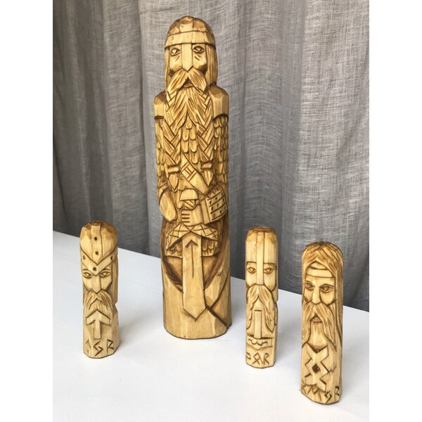 Norse God Tyr. Big Hand Crafted Wooden Statue of Tyr. Viking's God ...
