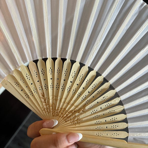 10pcs White Fabric Fan，grade A Bamboo Ribs Wedding ，party Favour ...