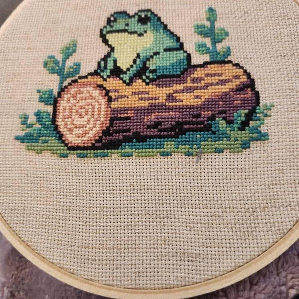 Cute Frog Cross Stitch Pattern Frog in Nature Cross Stitch Pattern ...