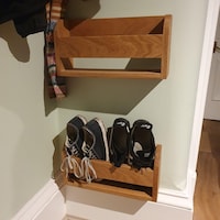 Oak Shoe Rack, Shoe Storage, Wooden Shoe Rack, Handmade Shoe Rack, Wall ...
