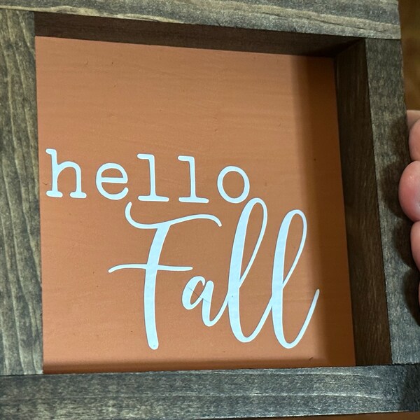 Hello Fall Farmhouse Sign Fall Tiered Tray & Home Decor Rust Orange ...