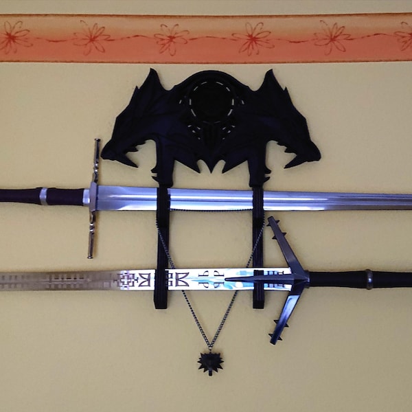 Wolf Medallion Sword Wall Mount – Horizontal Sword Display for 1 or 2 ...