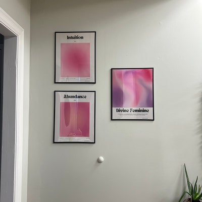 Pink Aura Poster Set, Set of 3 Affirmation Poster, Trust Graident ...