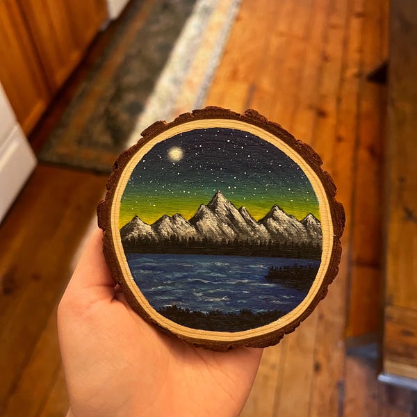 Hand Painted Wood Slice | Wood Slice Painting | Wood Slice Wall Art ...