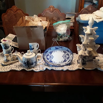 Modern Delft Blue Vase With Drip Effect Hand-painted - Etsy