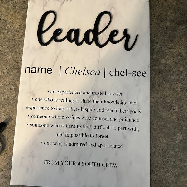 3D Marble Great Leader Definition Plaque With Stand, Thank You Mentor Sign, Boss Retirement ...