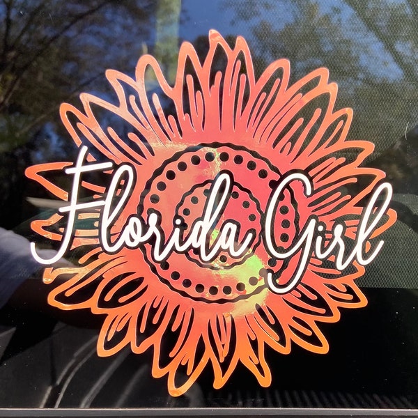 Holographic Sunflower Name Vinyl Decal | Sunflower Car Decal ...