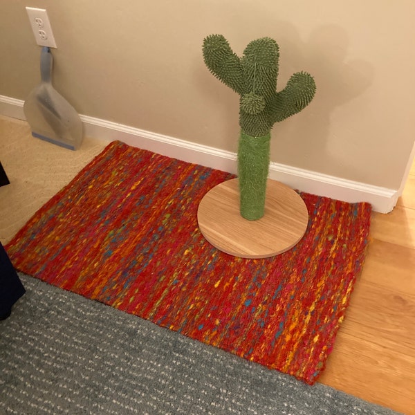 Entryway Sisal Rug, Handwoven Red Lava Welcome Mat, Colorful Doormat ...